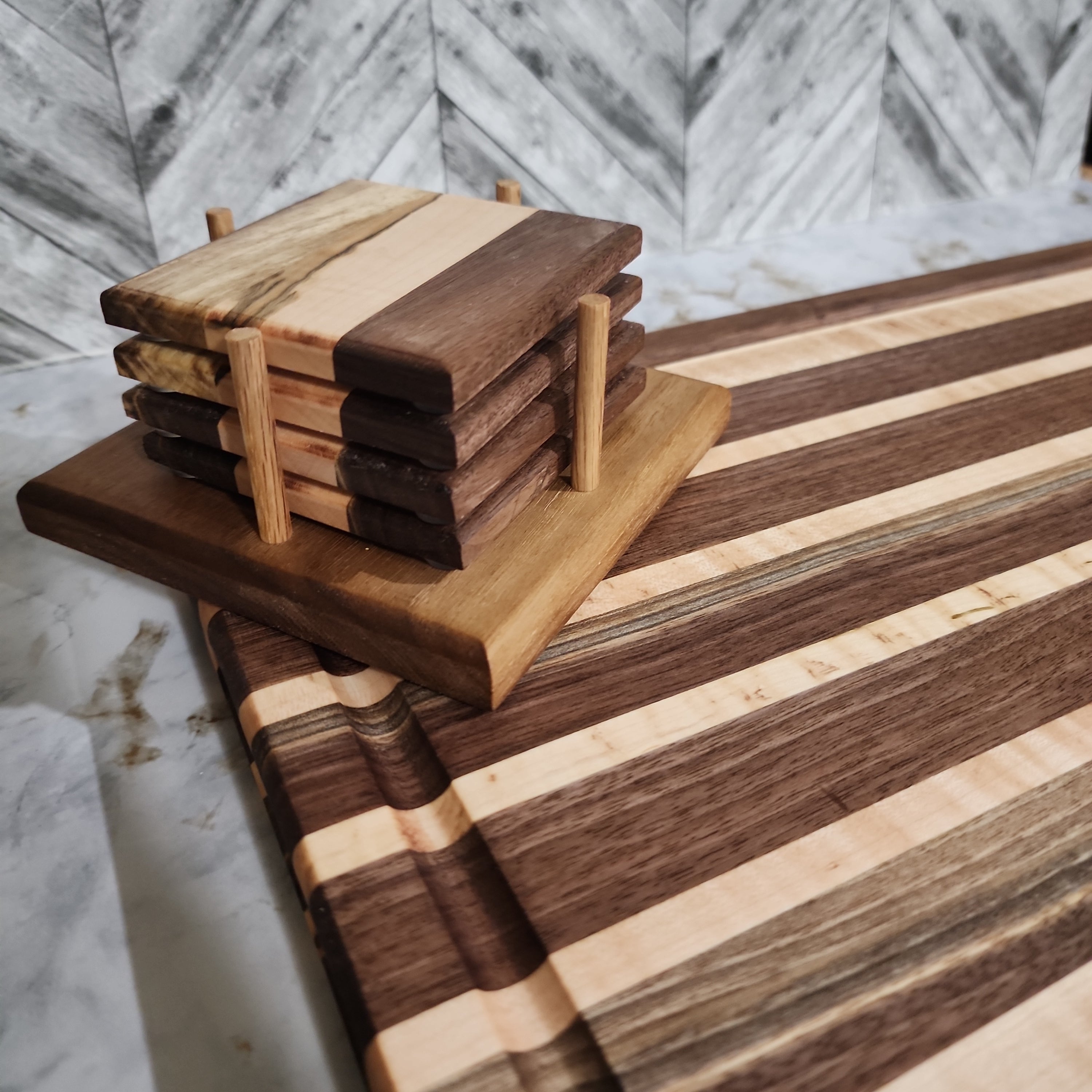 Matching Butcher Block and Coaster Set – Lathe Nights Woodworking